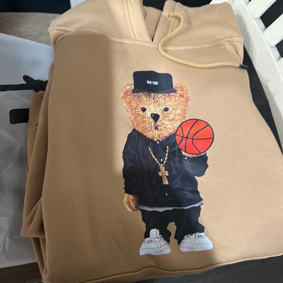 hooyi | Other | New Hooyi Tan Hooded Sweatshirt With Teddy Bear | Poshmark